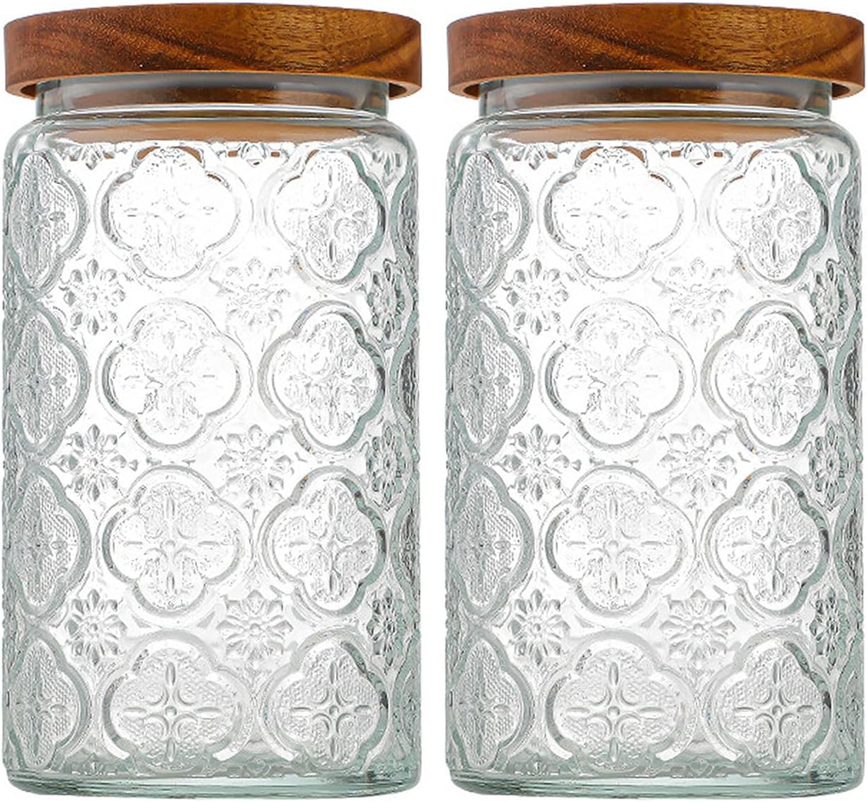 Amazon.com: Large Glass Storage Jar, 2 Pack 60 FL OZ Glass Food Storage ...