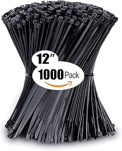 Amazon.com: Zip Ties 12 inch with 45 lb Tensile Strength, Black Cable ...