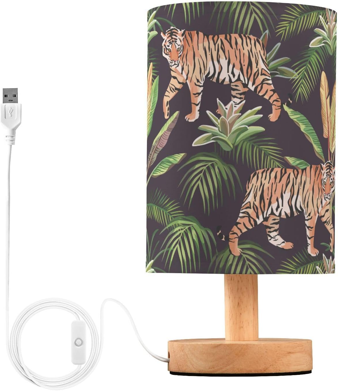 SPRIPORT Jungle Tigers Bedside Table Lamp for Bedroom Nightstand Lamp ...