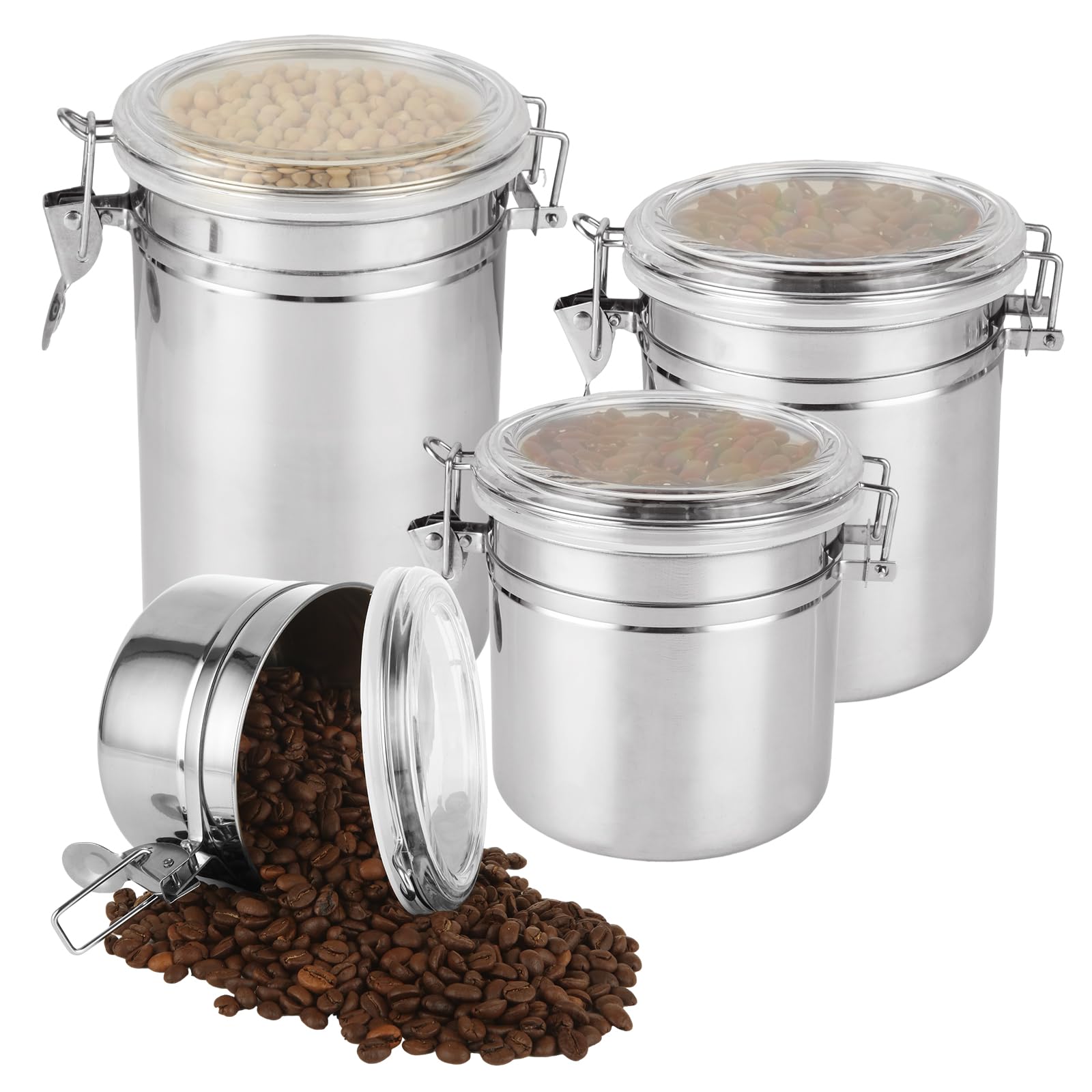 Amazon.com: LDHHYH 4 Pack Stainless Steel Kitchen Canisters for ...