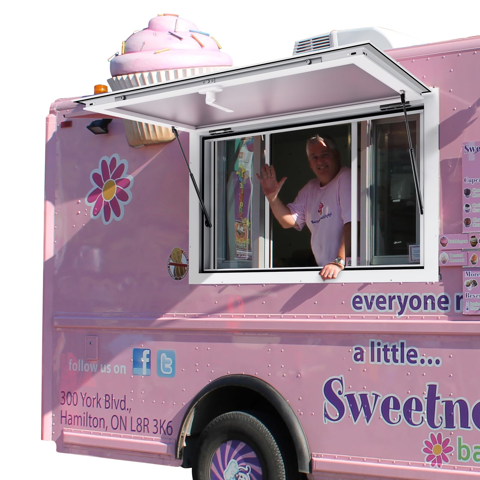 VEVOR Concession Window for Food Truck, 36"x24" Aluminum Alloy Service ...