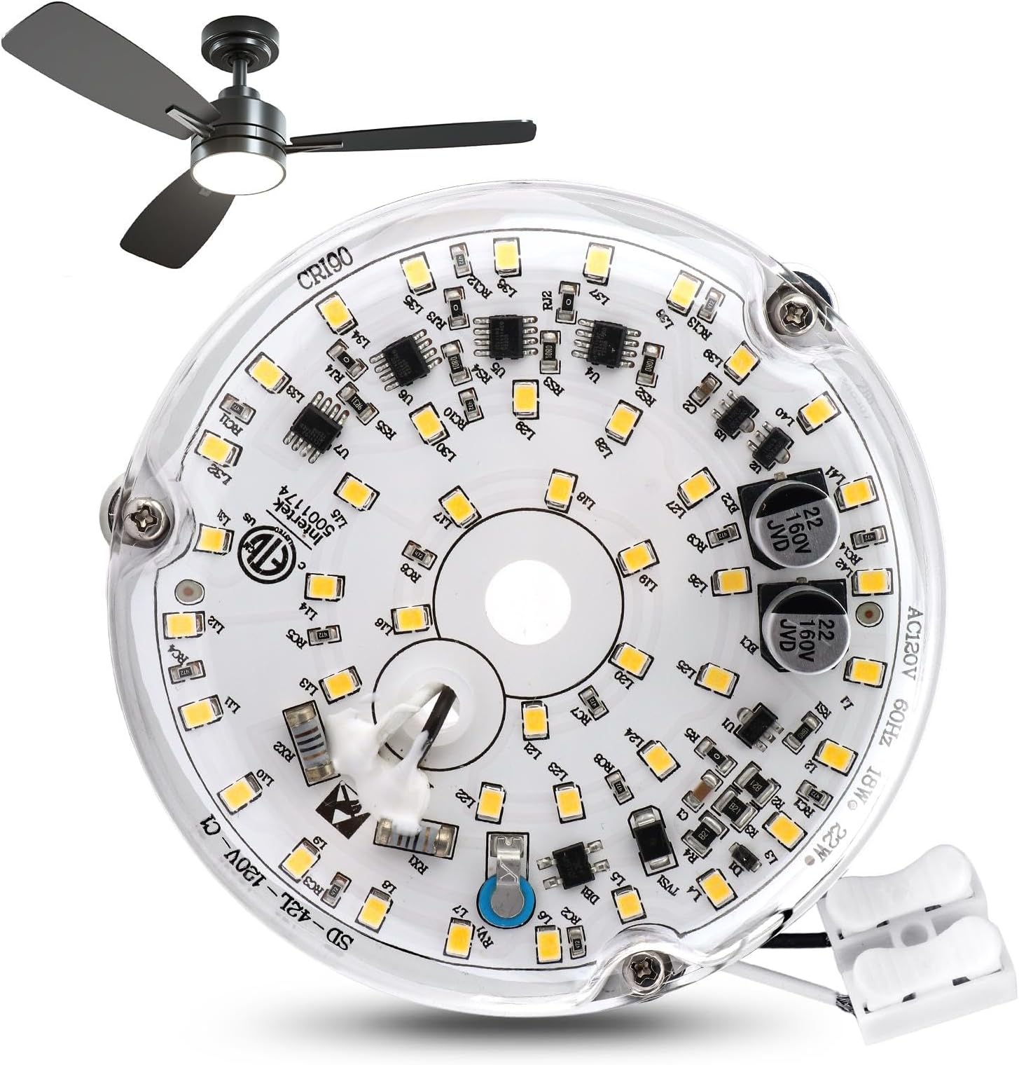 JIANWEI 4 inch Ceiling Fan LED Light Replacement 6000K, 18W LED ...