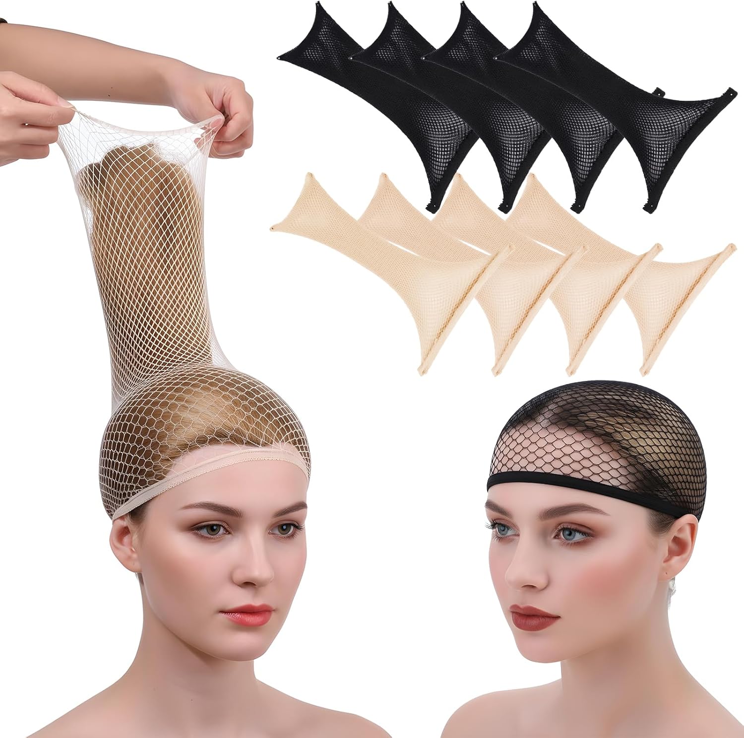 Sibba 8 PCS Weaving Wig Caps for Women Long Short Hair Open-End Mesh ...