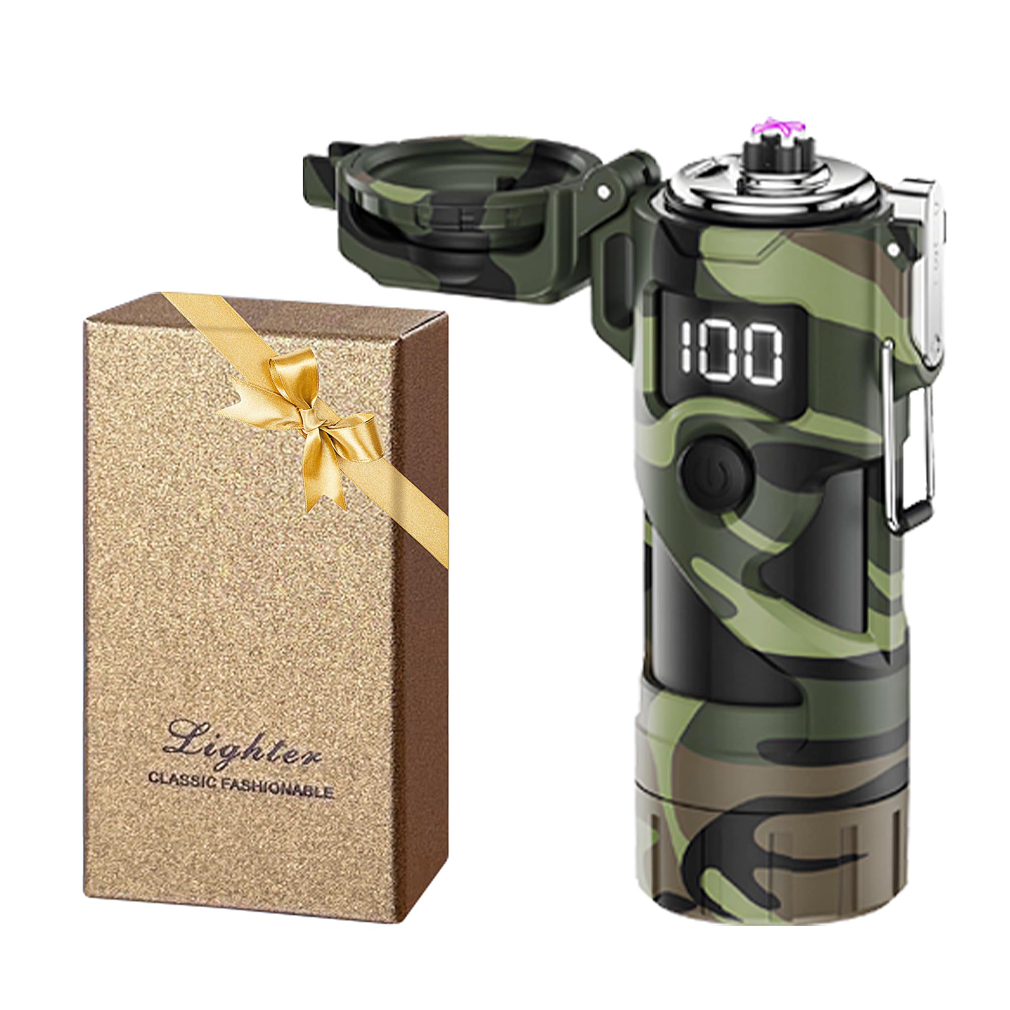 Electric Lighter USB Rechargeable，Windproof Waterproof Flameless Dual ...