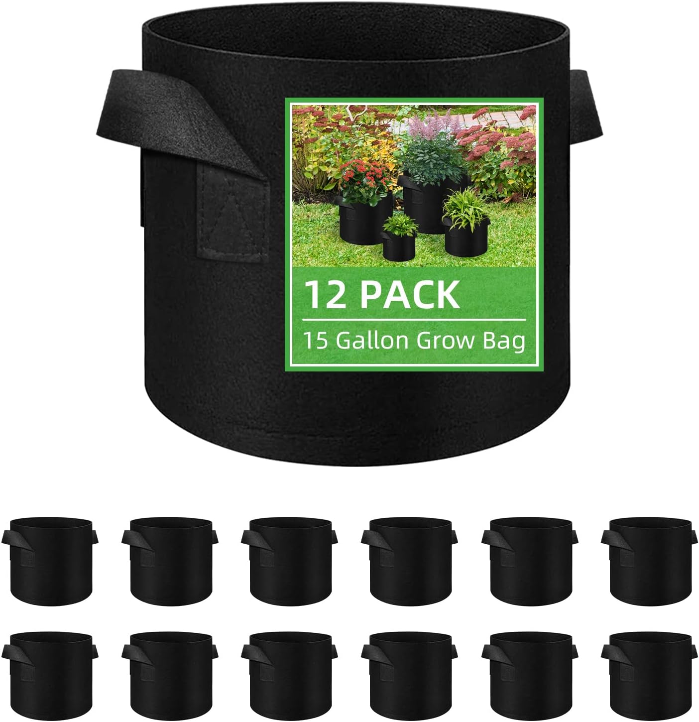 12 Pack Vegetable Grow Bags, Gardening Plant Growing Bags Breathable ...