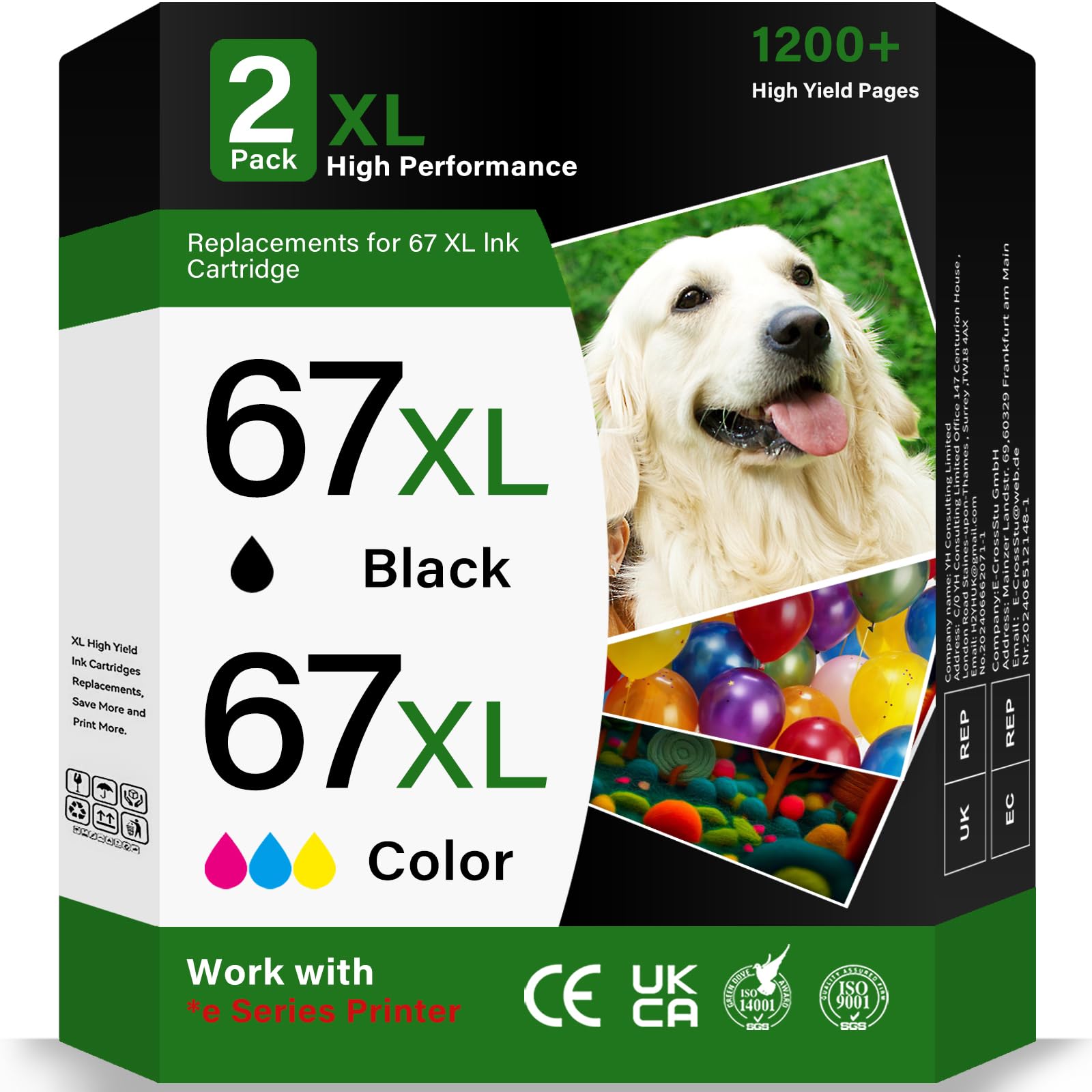 Amazon.com: 67 XL Ink Cartridges Black/Color Combo Pack Compatible for ...