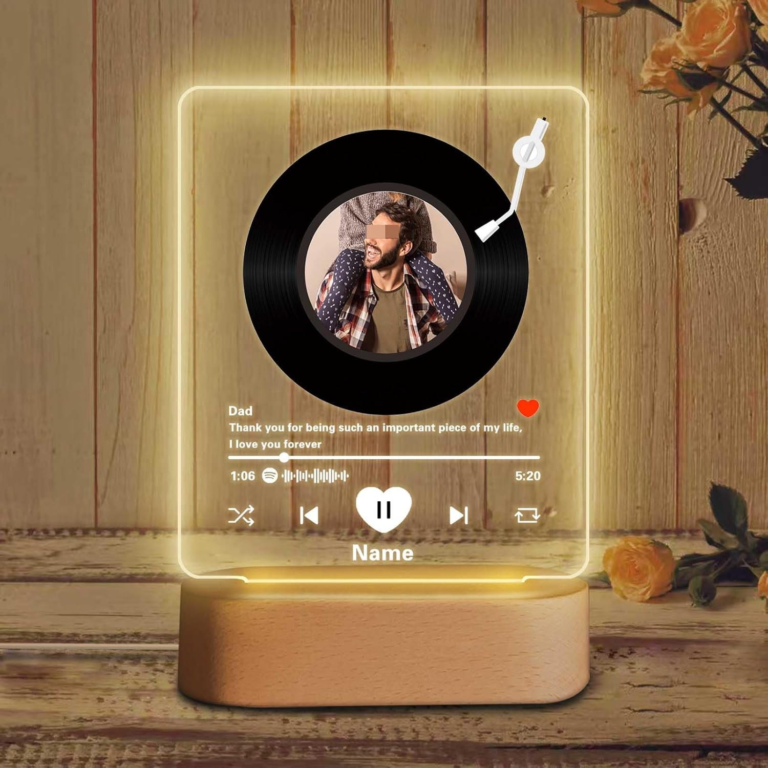 Amazon.com: Dicodes Personalized Song Night Light Gift with Photo ...