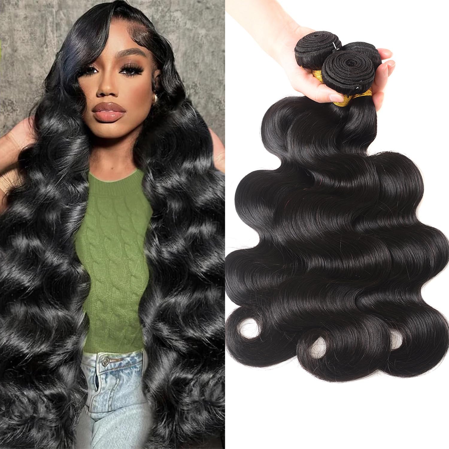 Amazon.com : Pink Lemon Virgin Human Hair Weave 3 Bundles Body Wave ...