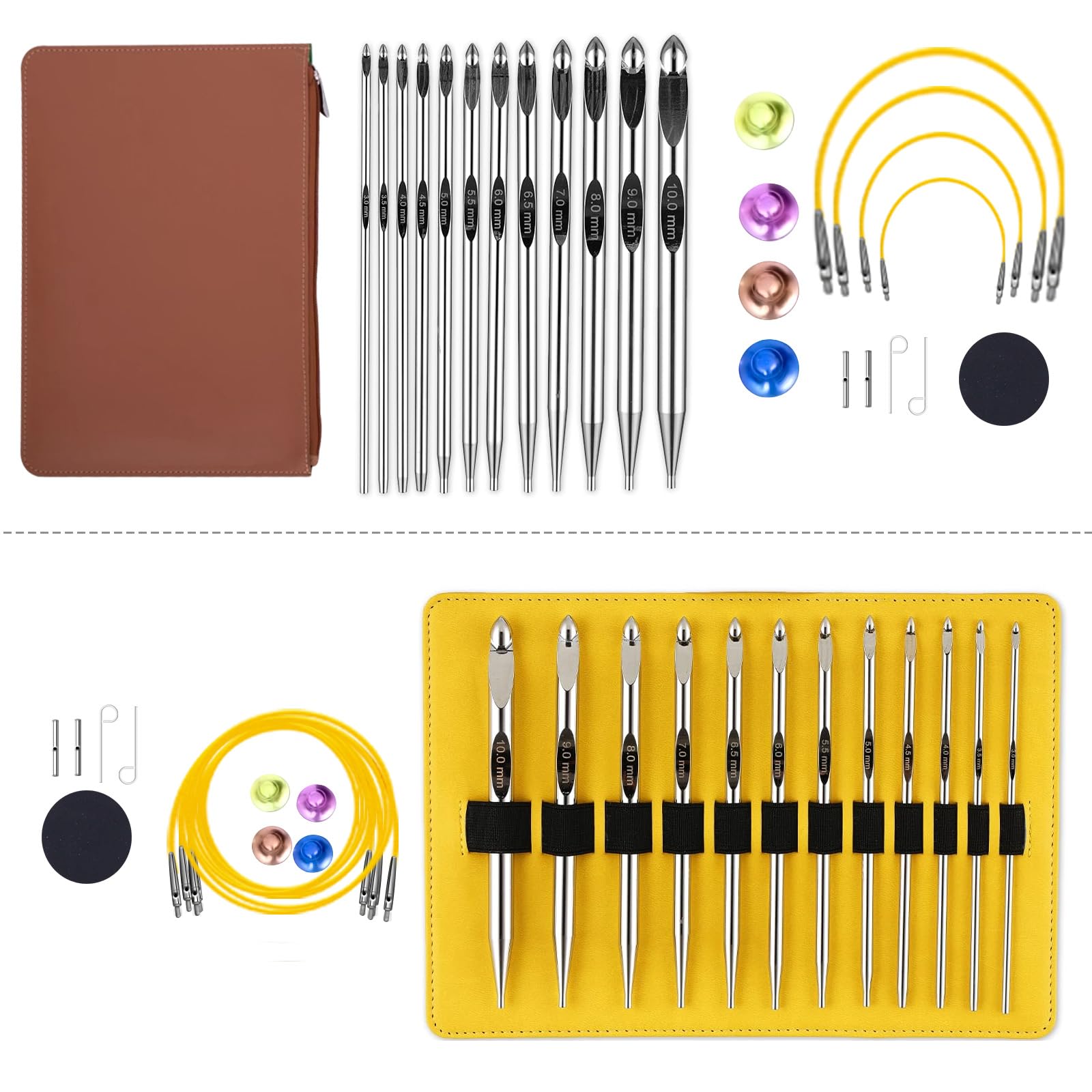 Mbeliever 4XL Tunisian Crochet Hooks Crochet Hooks with Cable 25-Piece ...