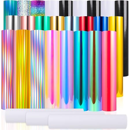 Amazon.com: VINYL FROG Permanent Vinyl Sheets 28 Pack Holographic ...