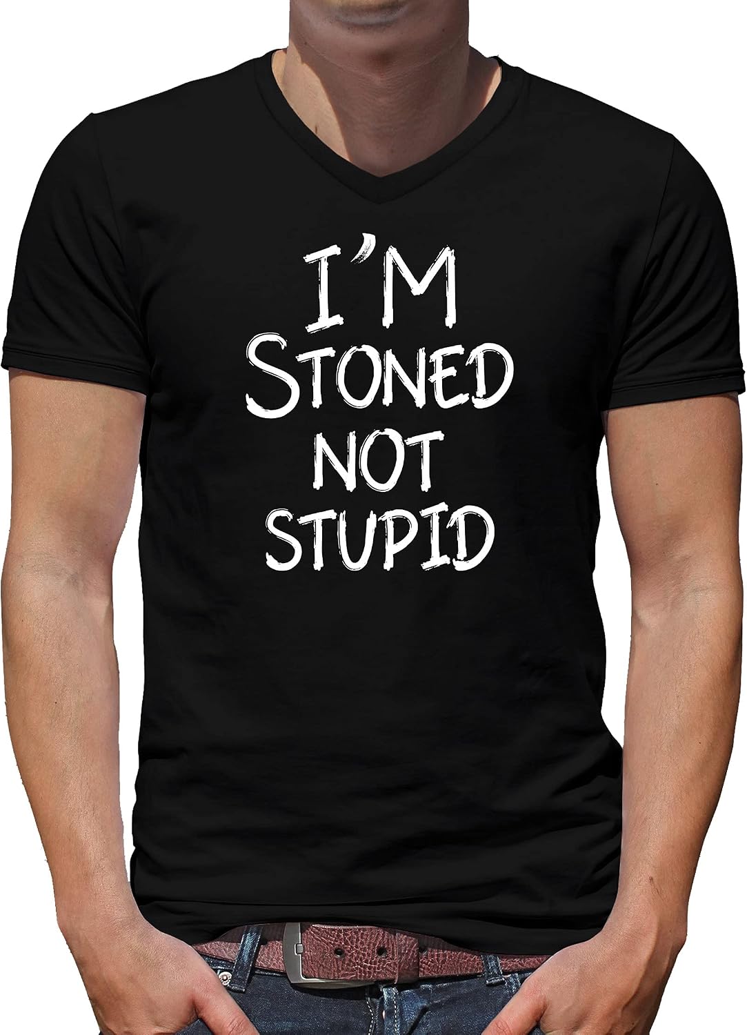 TShirt-People I´m Stoned not Stupid T-Shirt V-Kragen Herren : Amazon.de ...
