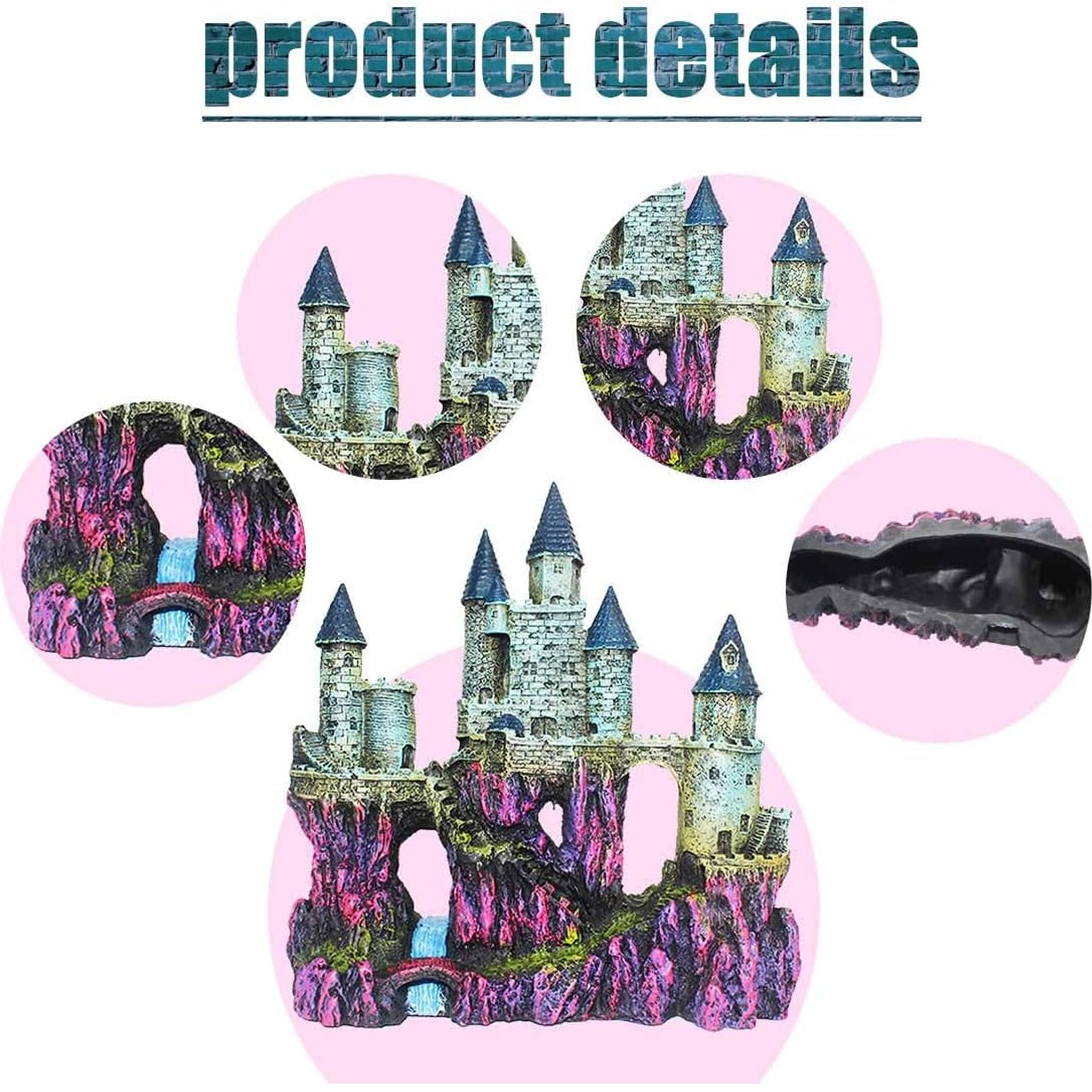 MUYG Aquarium Castle Decor, Resin Castle for Fish Tank with Randomly ...