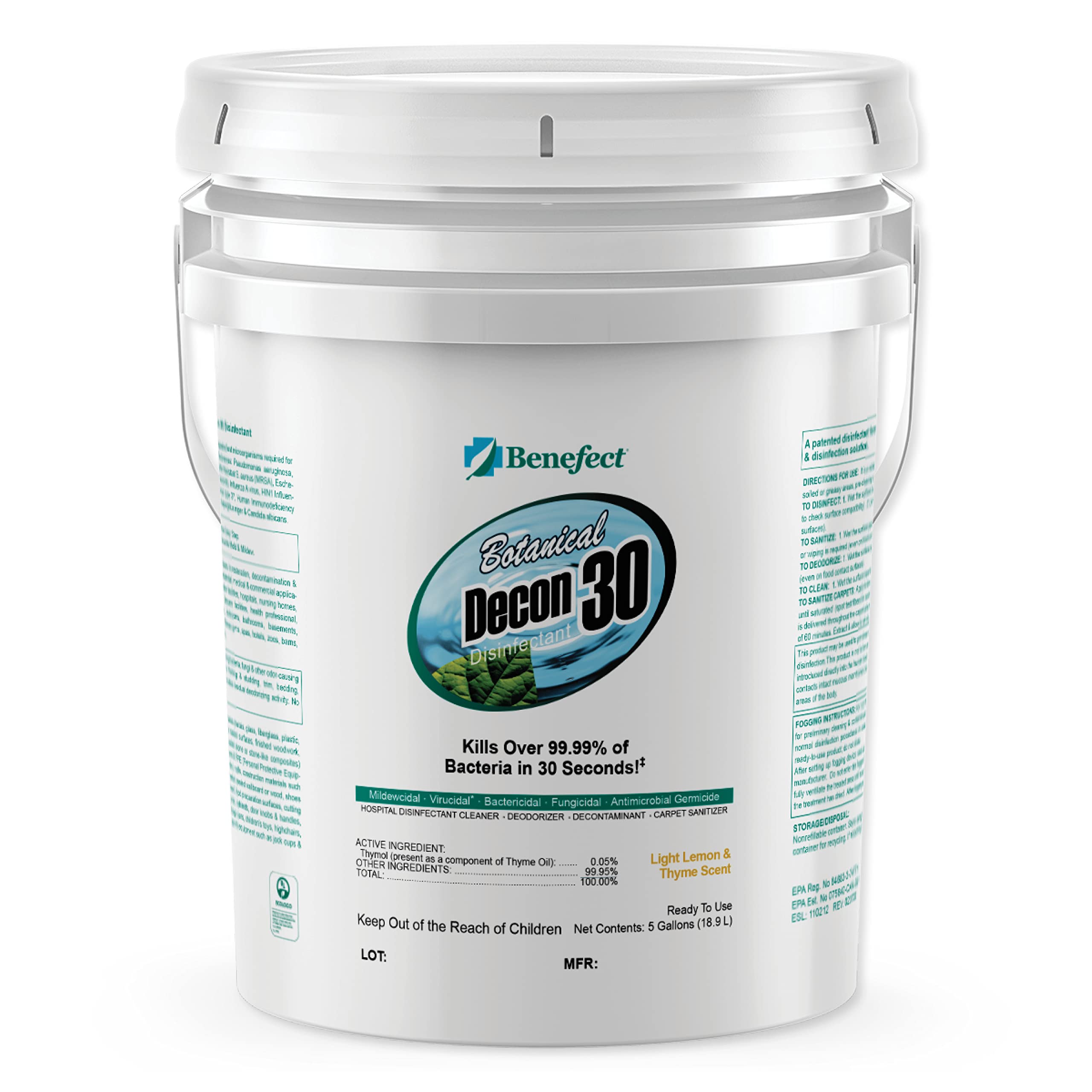 Amazon.com: Benefect Botanical Decon 30 Disinfectant Cleaner, 5 Gallon ...