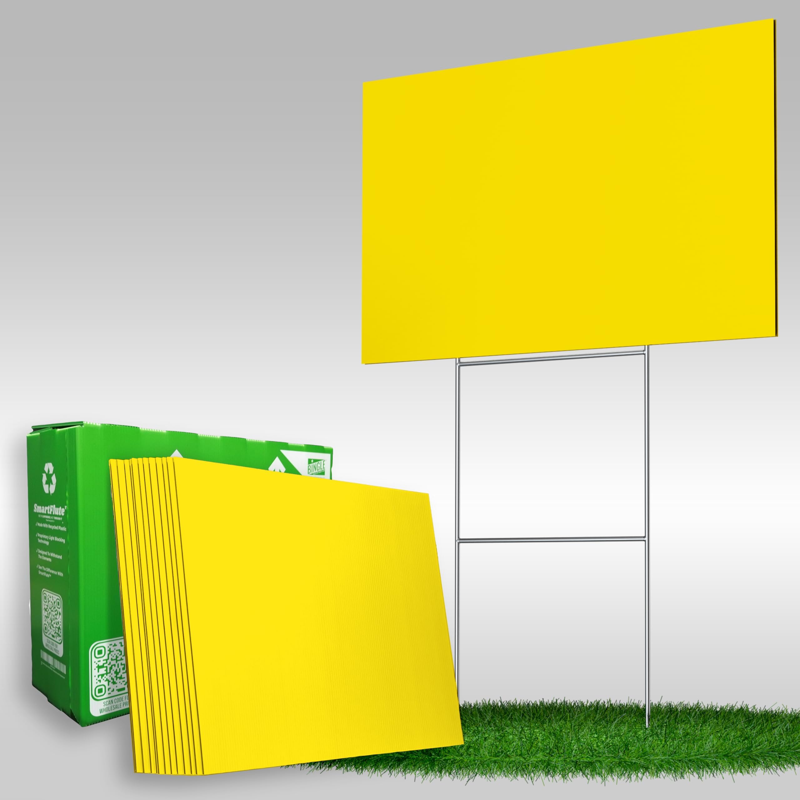 Amazon.com : Box of 5 Quantity Blank Yellow Yard Signs 18x24 with H ...
