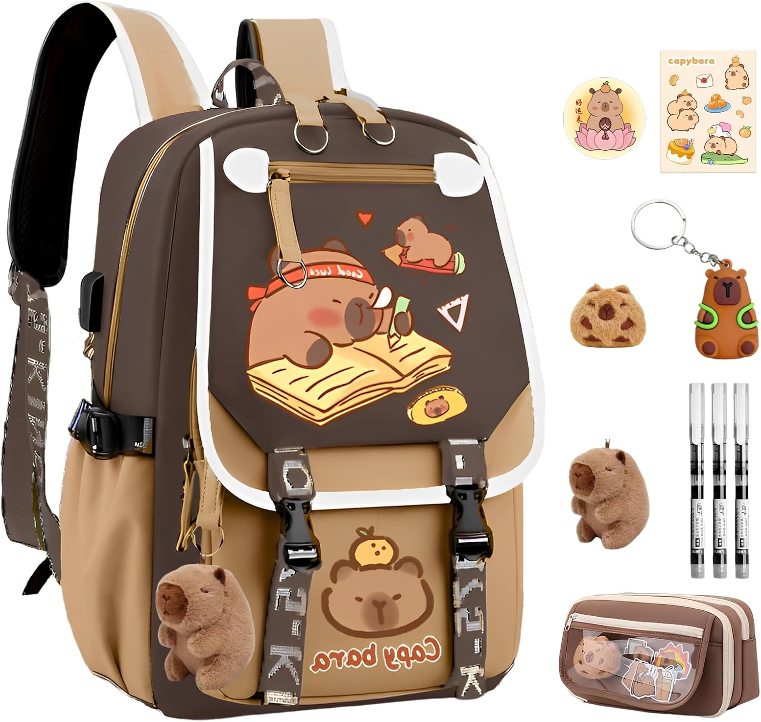 Amazon.com: Waterproof Capybara Backpack，Large-capacity Kawaii capybara ...