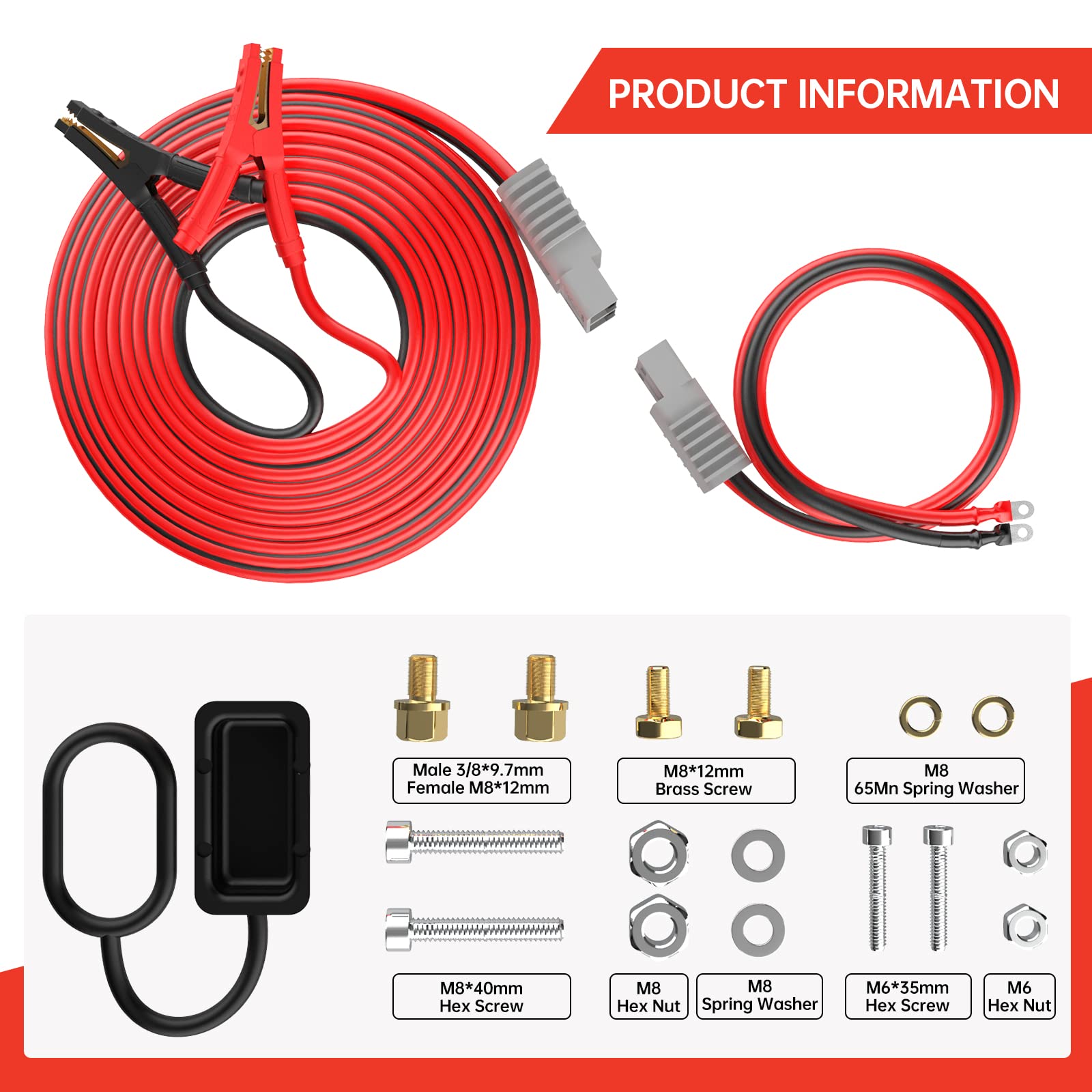 NOONE Booster Jumper Cables Heavy Duty 2/0 Gauge 30 FT 1500 AMP with ...