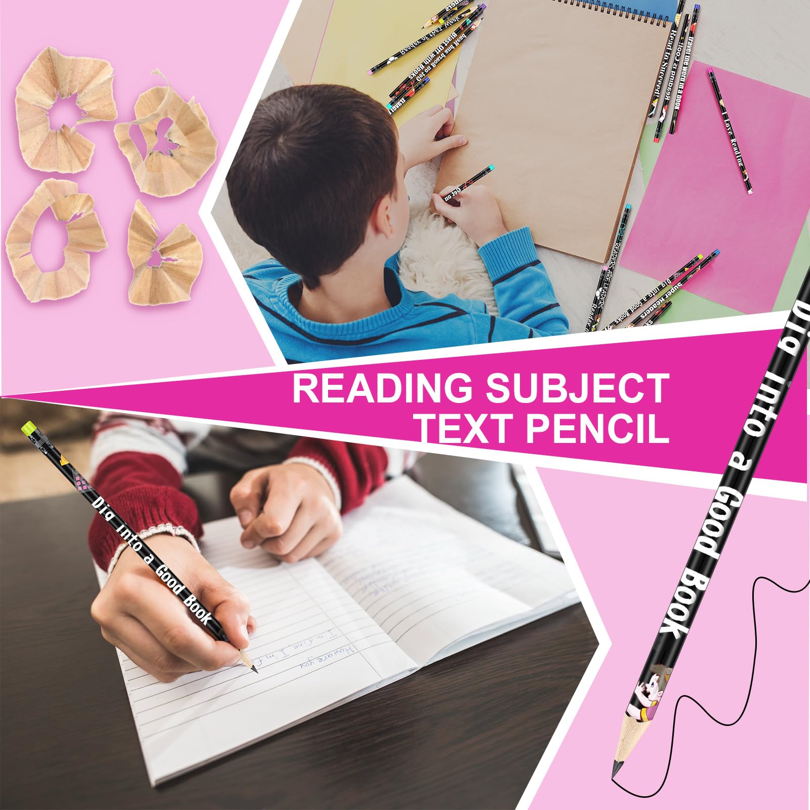 Fun Pencils in Bulk Reading Wooden Pencil with Eraser for Kids Fun ...