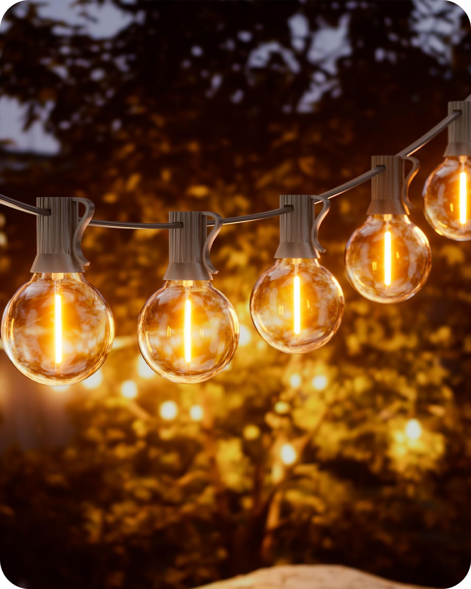 EDISHINE Outdoor String Lights Mains Powered, 50FT 15M Festoon Lights ...