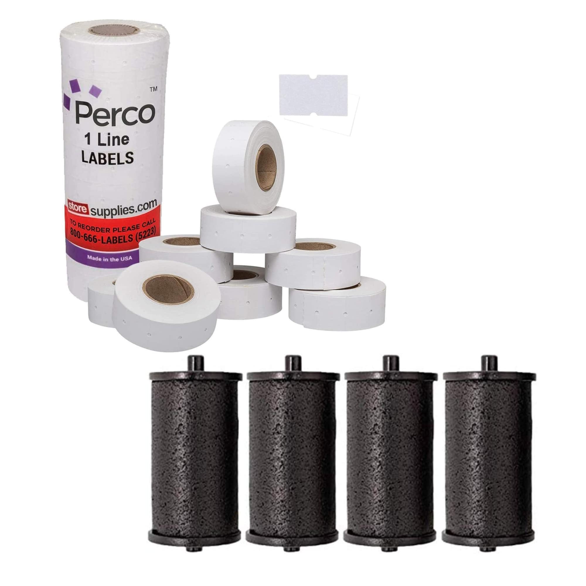 Amazon.com : Perco 1 Line White Labels Bundled w Price Gun Ink Roller ...