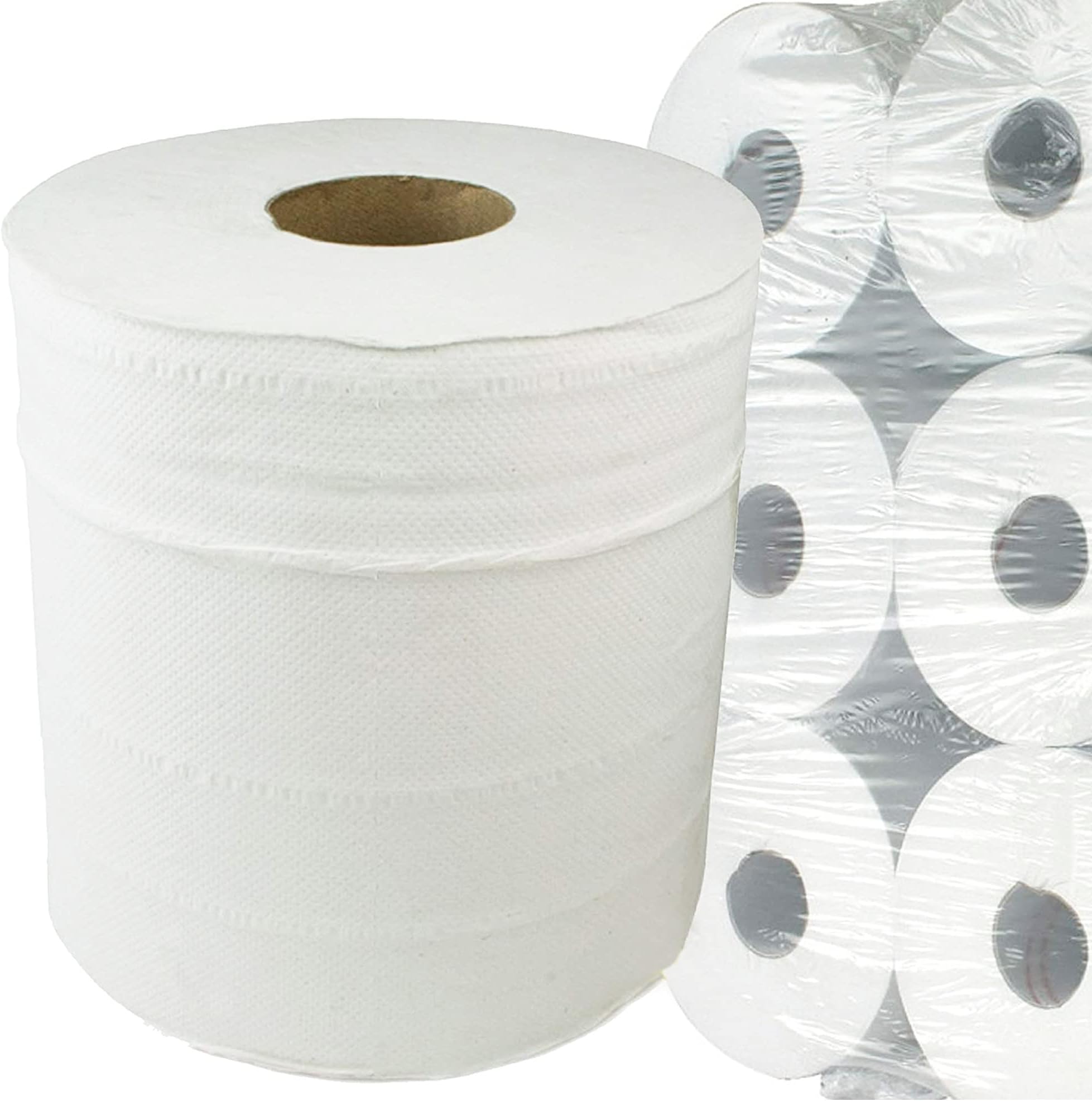12 Rolls Centrefeed White 2ply Paper Towels Embossed Wiper Cleaning ...