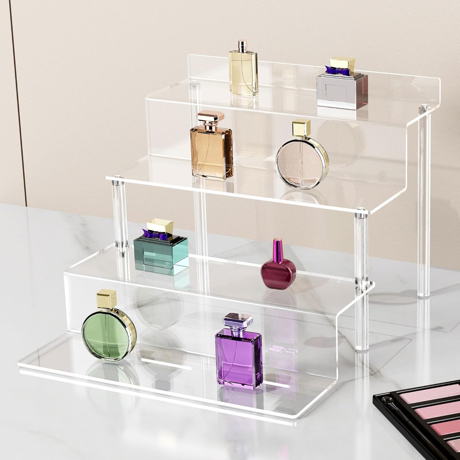 Acrylic Riser Display Shelf, Clear 4 Tier 9” Perfume Organizer, Tiered ...