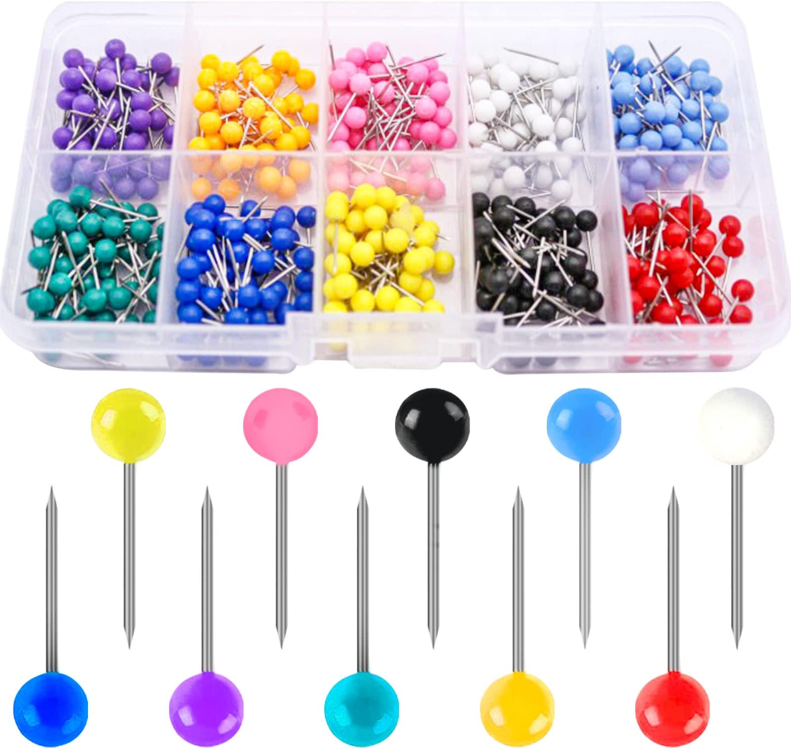 Amazon.com: KUUQA 1000 Pieces 1/8 inch Map Push Pins Map Tacks ...
