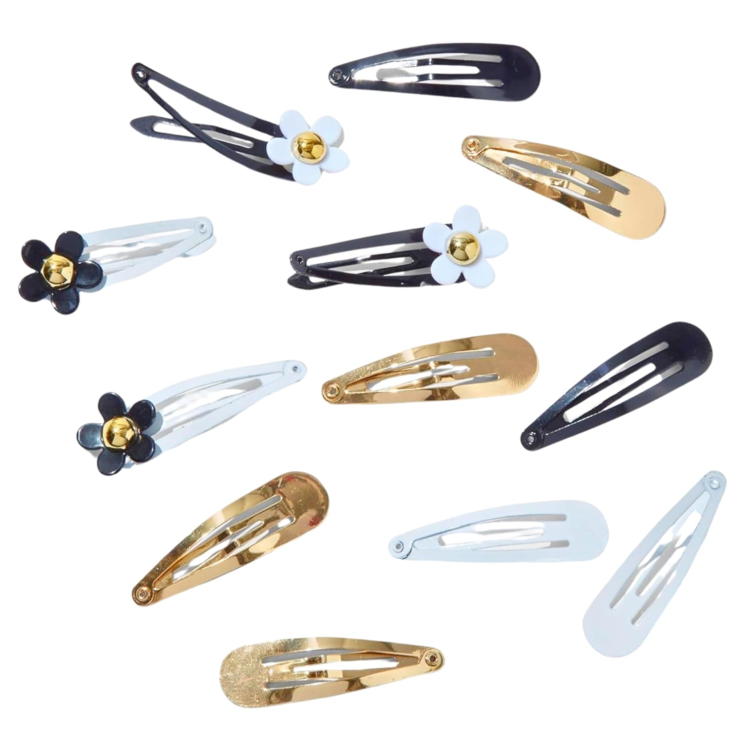 Amazon.com : Claire's Floral Snap Hair Clips, Featuring Classic Black ...