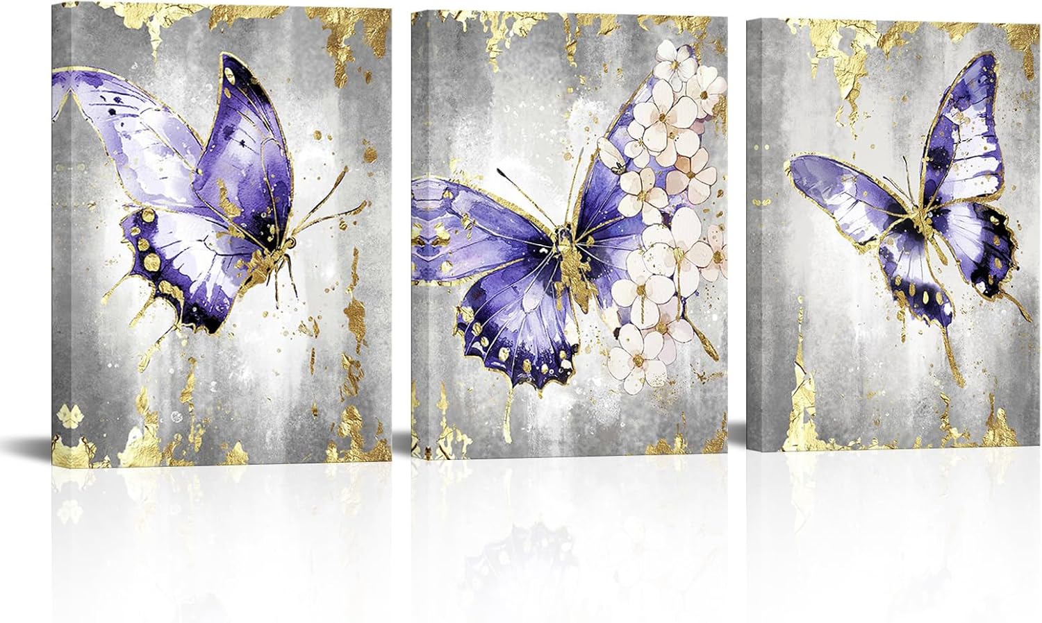 Amazon.com: Rustic Purple Butterfly Canvas Wall Art, Country Butterfly ...