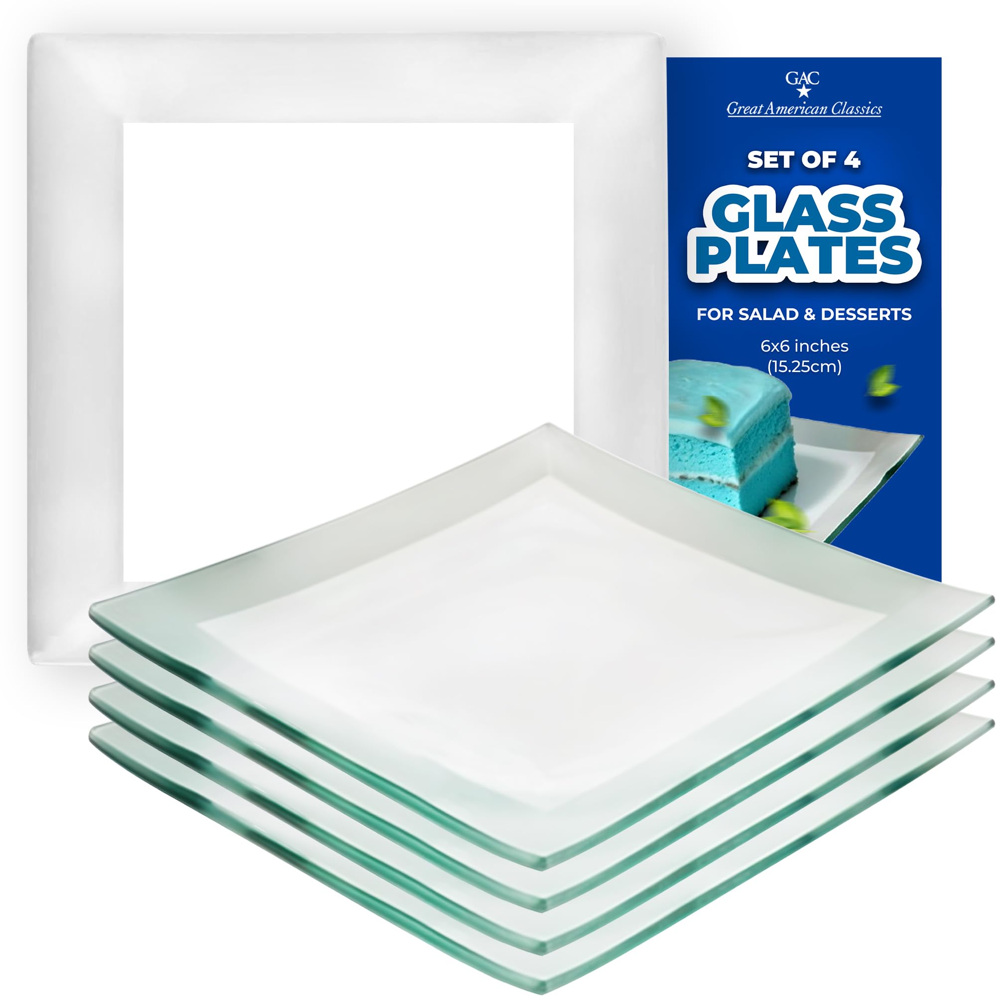Amazon.com | GAC Modern Square Glass Plates for Dessert- Elegant ...