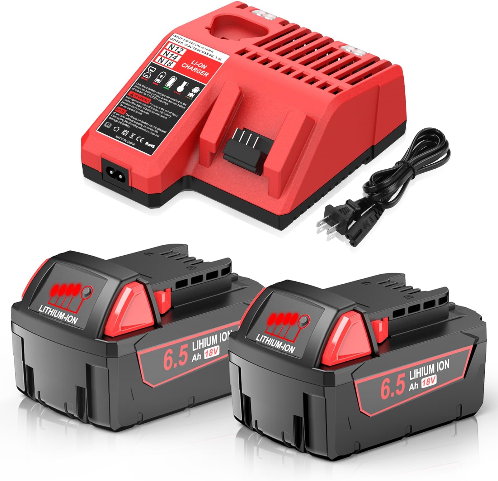 Amazon.com: BECDXPal 2Pack 6500mAh 48-59-1850 Batteries for 18V ...