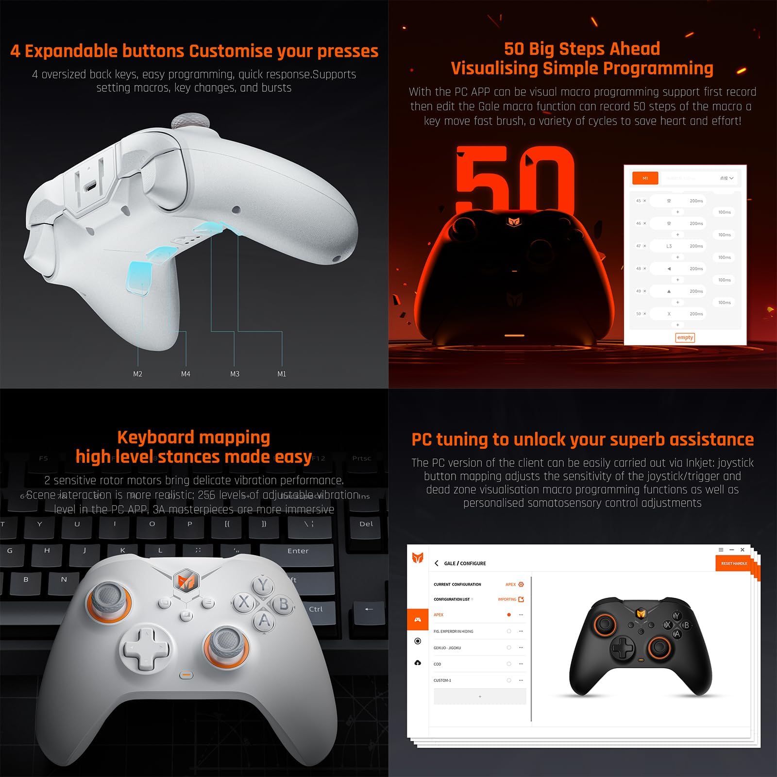 Snapklik.com : BIGBIG WON Wireless Controller Gale PC Controllers Motion Aiming, Hall Trigger, 4 ...