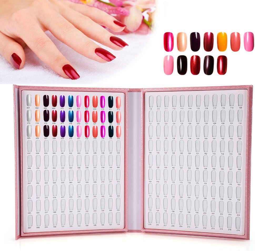 216 Colors Nail Gel Color Card, Nail Color Chart Display Chart Book ...