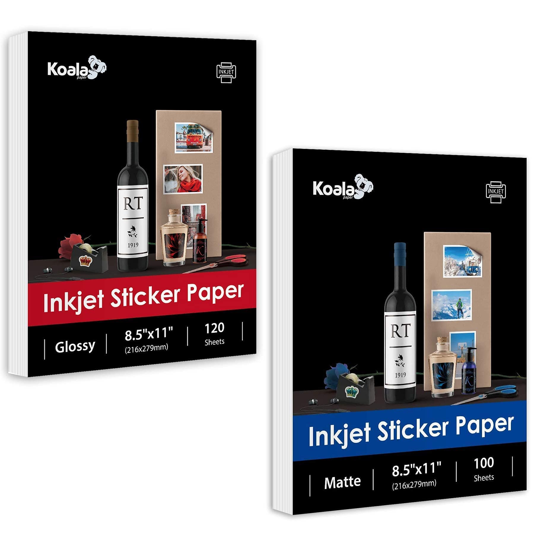 Amazon.com : Koala Inkjet Glossy Sticker Paper and Matte Label Paper ...