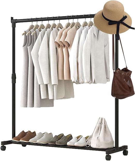 Derwrtup Clothes Rail Wheels - Movable Clothes Drying Rack - Extendable ...