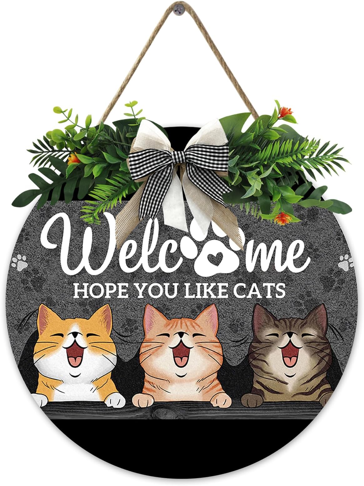 Amazon.com: Hope You Like Cats - Front Door Sign Funny Wreaths Hanging ...