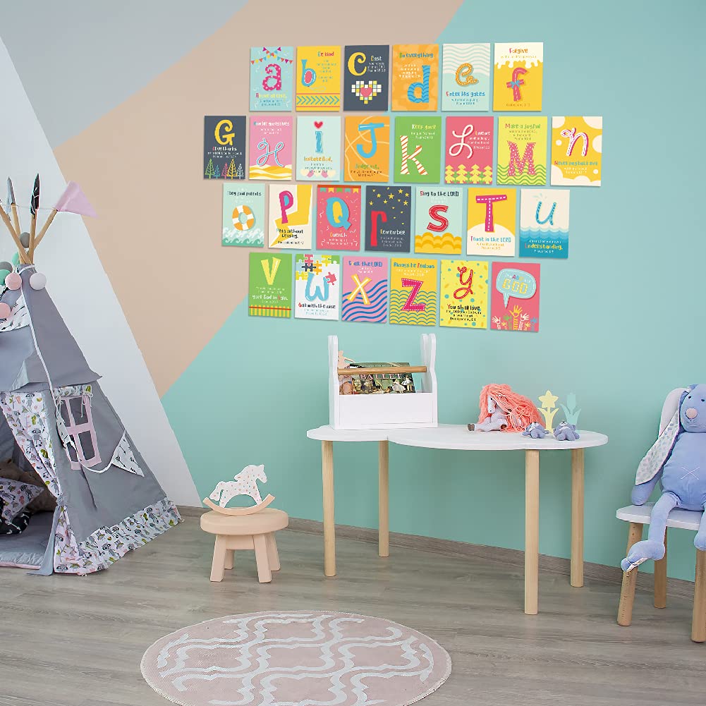 LHIUEM Abc's of God Scripture Wall Collage Kit, Bible Verse Wall Art ...