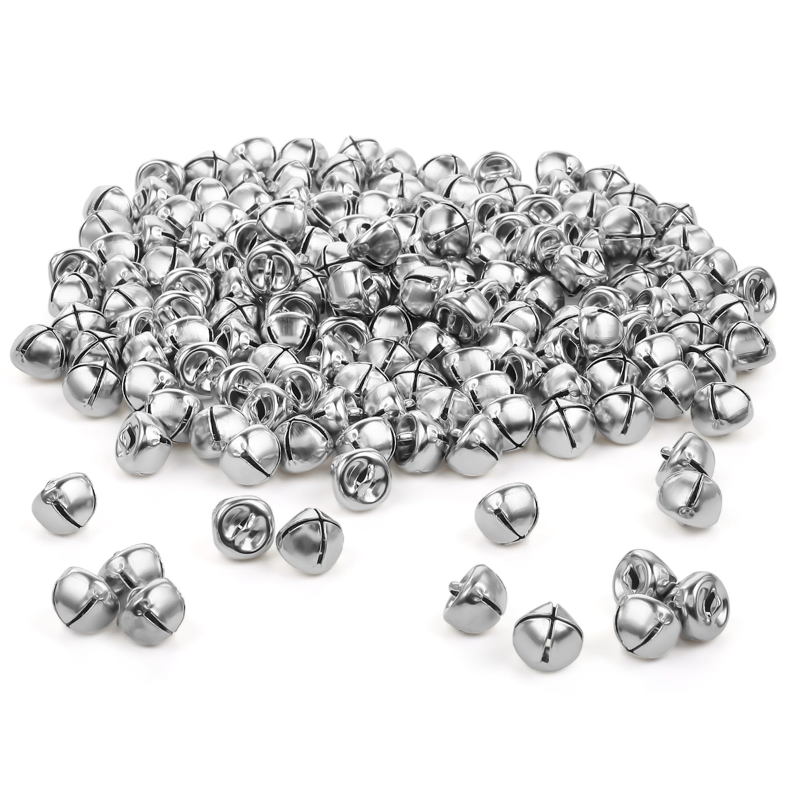 Small Silver Jingle Bell 12 Packs: 8 Ct. (96 Total) 30mm Silver Jingle