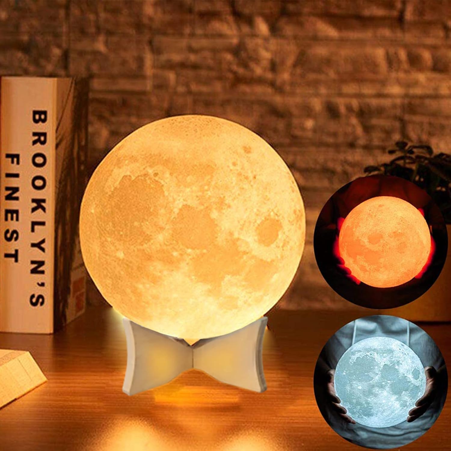 YouOKLight Moon Lamp, Moon Light 3 Color LED Moon Night Light with ...