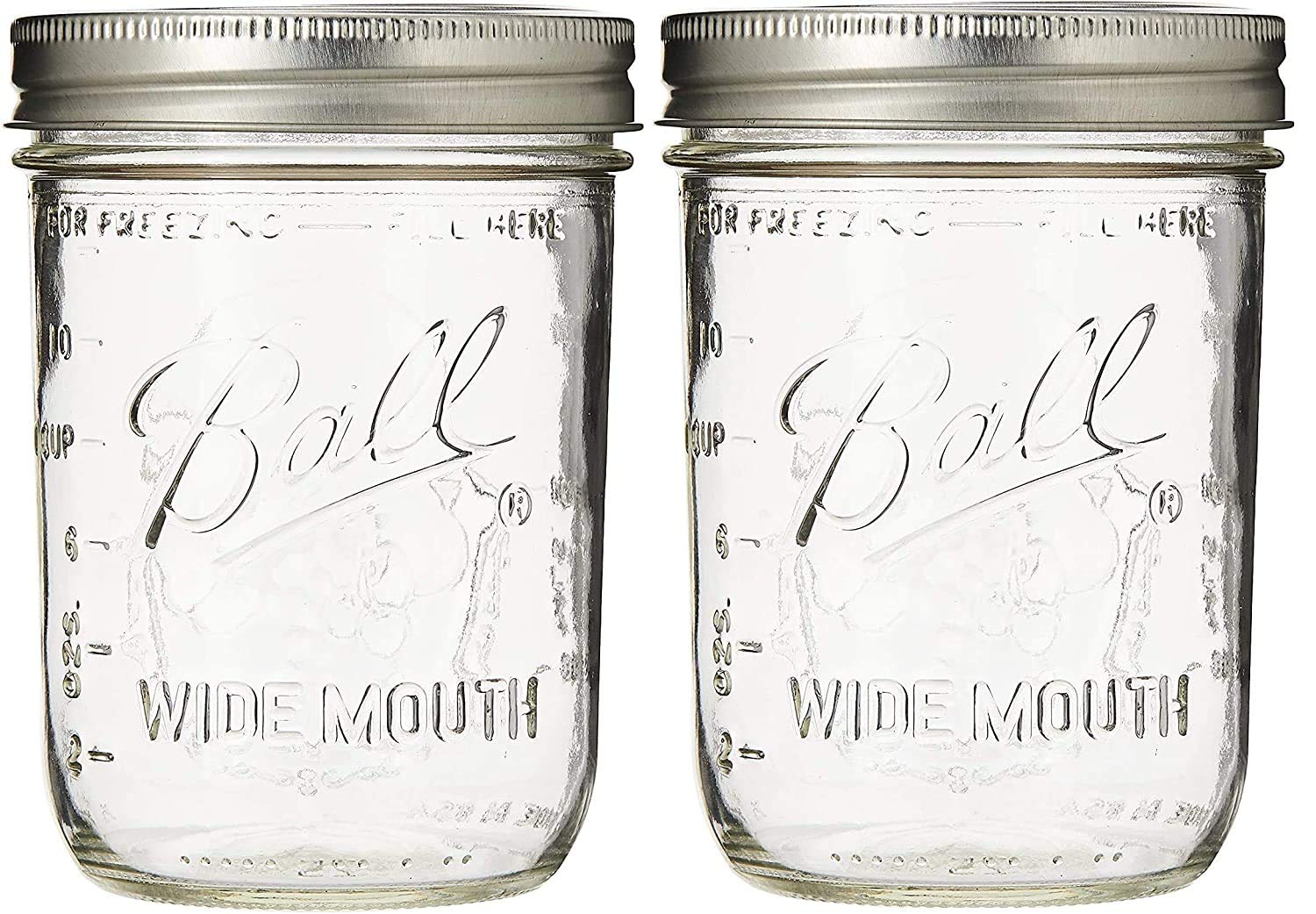 Buy ANH MART 500 ml Wide Mouth Mason Jar Glass Jars with Silver Metal ...