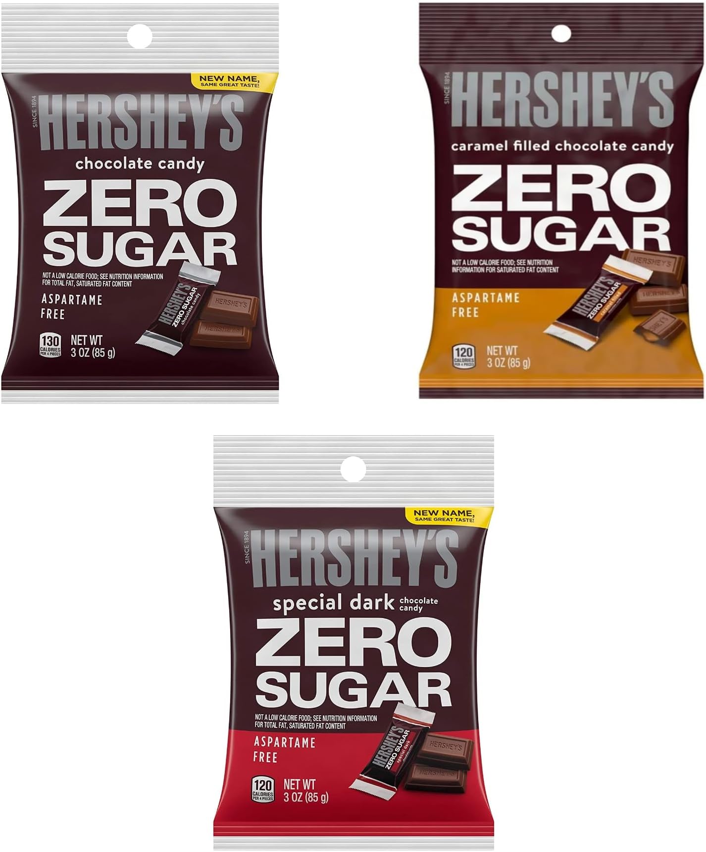 Amazon.com : Hershey Zero Sugar Milk Chocolate Candy Bars - Approx. 45 ...