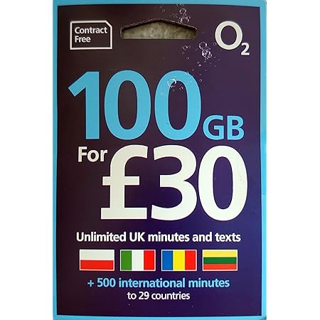 O2 Sim Card Pay As You Go (PAYG) 30 Data Hungry Tariff: Amazon.co.uk ...