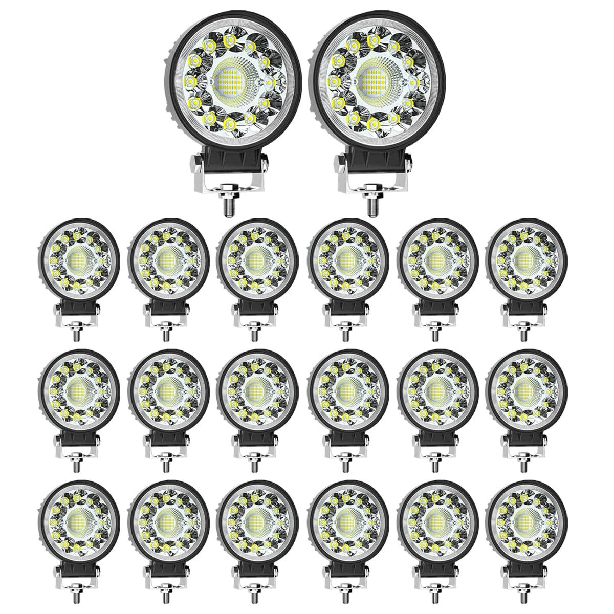 LED Pods Light,20PCS 4inch 99w Round LED Pods 24000LM Off Road Light ...