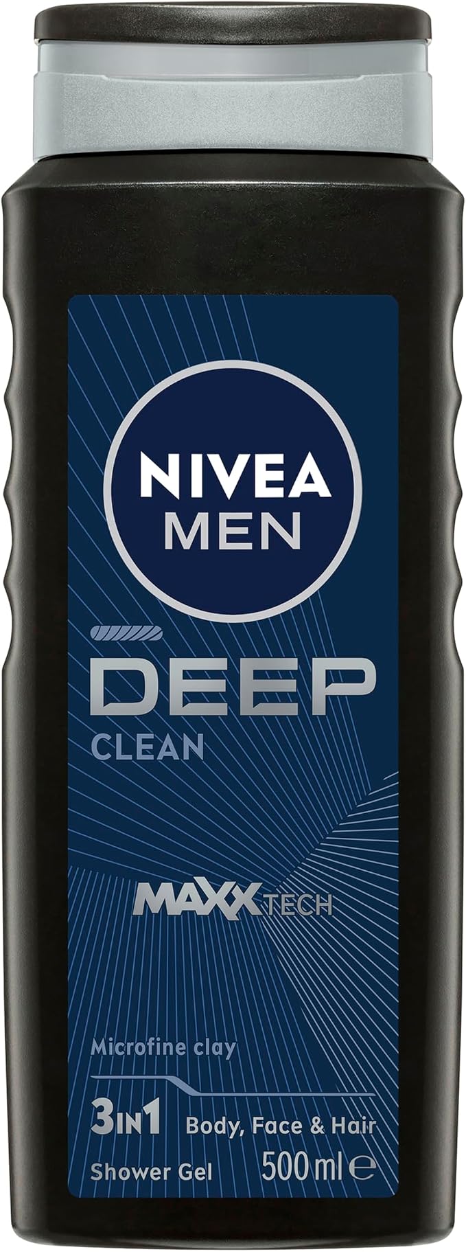 NIVEA MEN Deep 3in1 Shower Gel Body Wash with Microfine Clay, 500ml ...