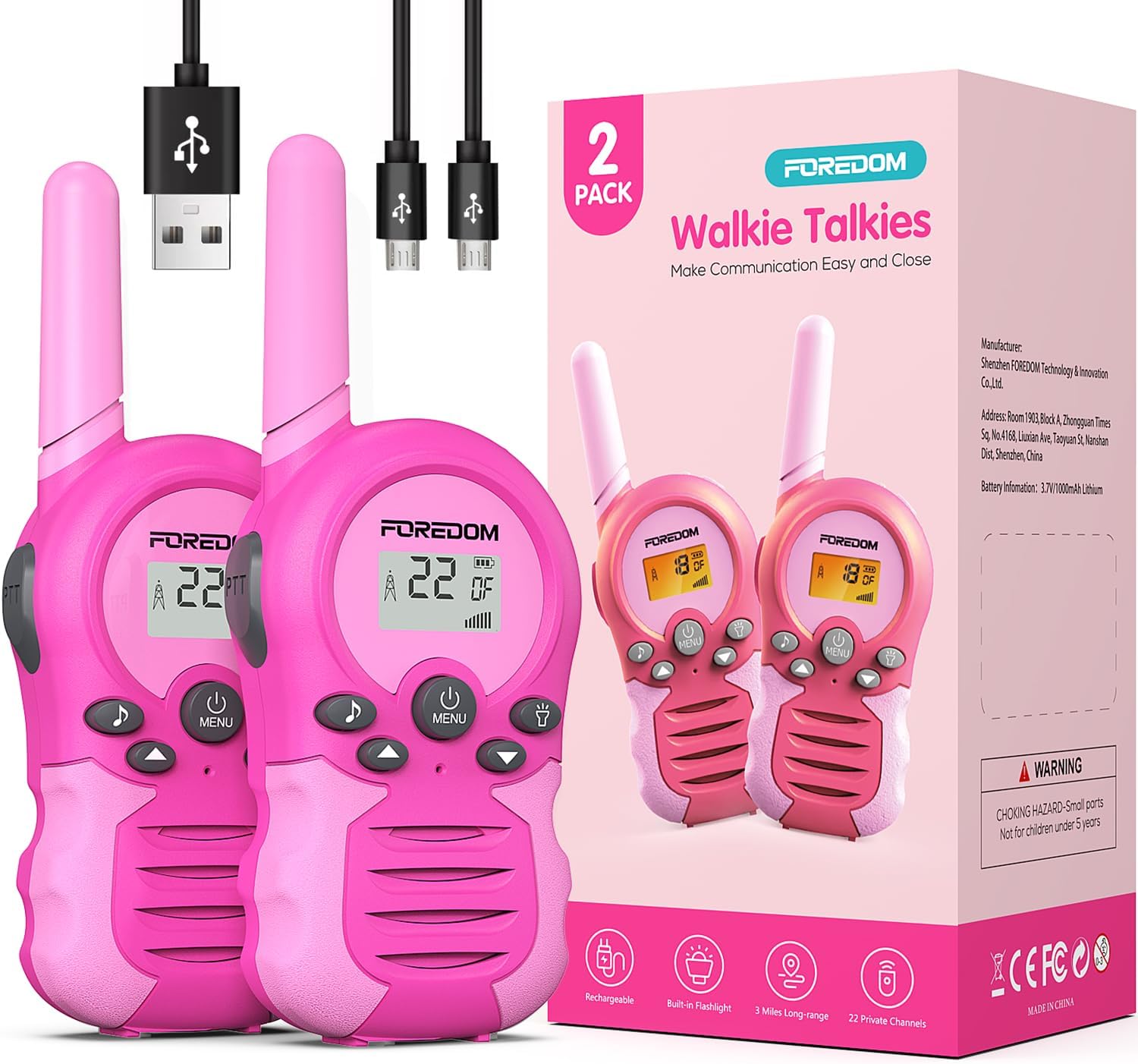 Amazon.com: FOREDOM Walkie Talkies for Kids Long Range, Kids Outdoor ...