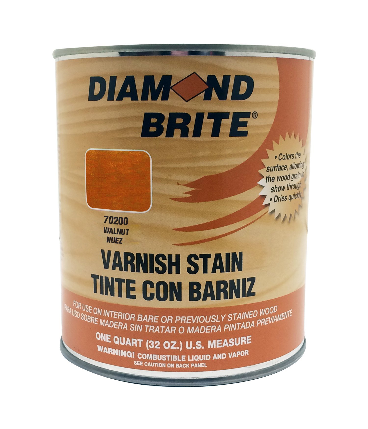 Diamond Brite Paint 70200 1-Quart Walnut Varnish Stain - House Paint ...
