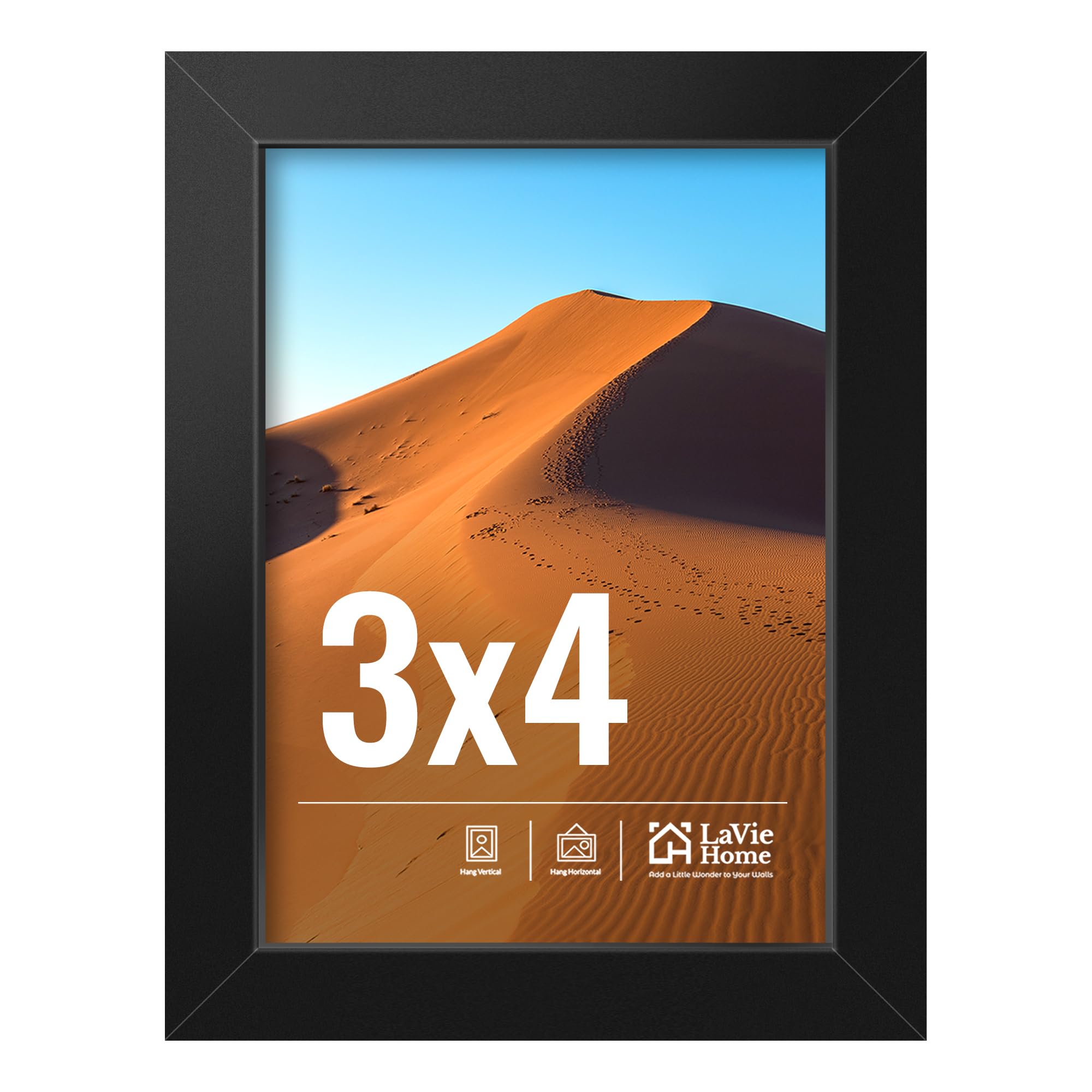Amazon.com - LaVie Home 3x4 Picture Frame for Wall Display, 3x4 Black ...