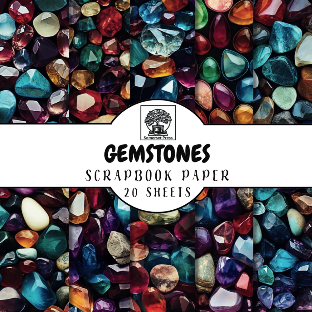 Gemstones Scrapbook Paper: 20 Double-Sided Gemstone Images Sheets for ...