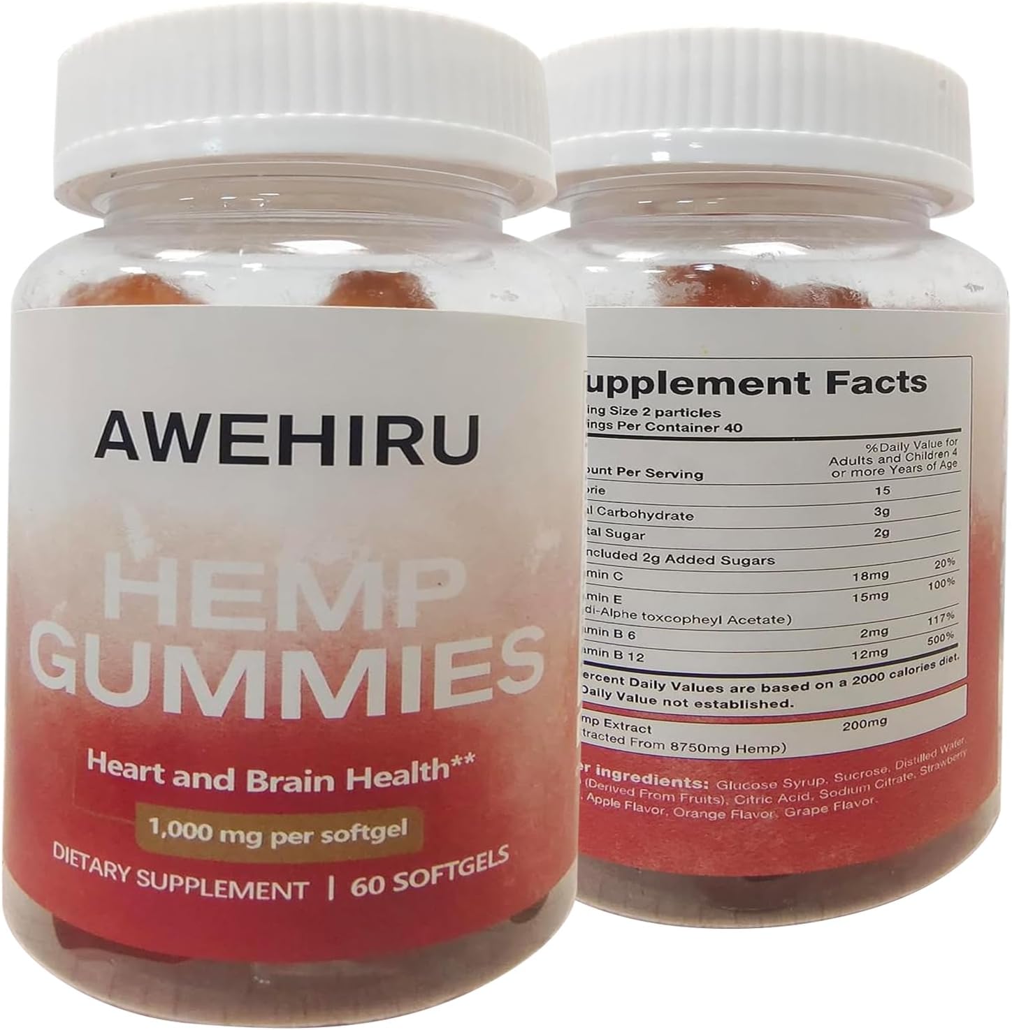 Amazon.com: Hemp Gummies High Potency - 1,000mcg Natural Hemp Oil Gummy ...