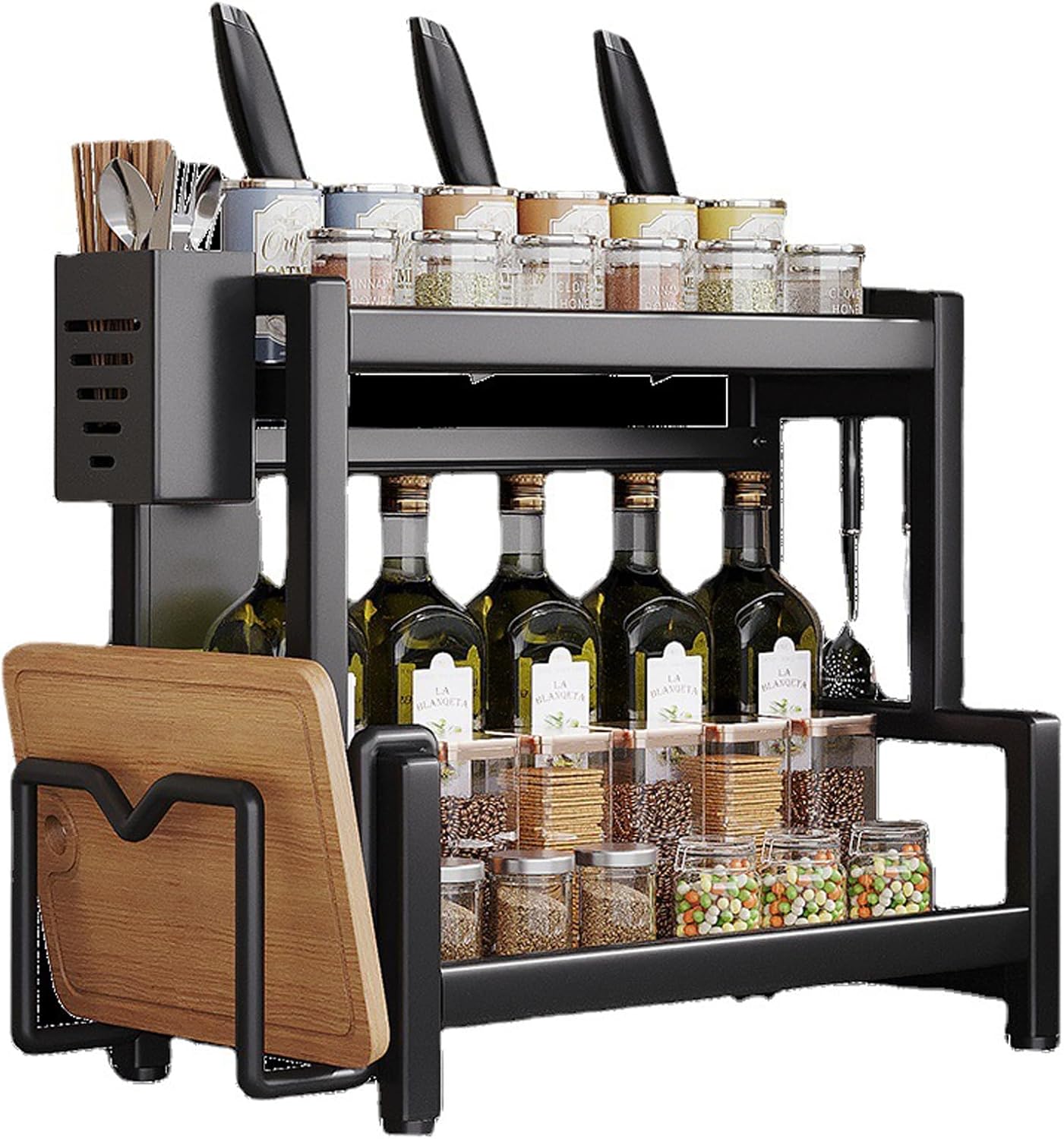 Amazon.com: CACXKEP Spice Rack Standing Large Capacity Spice Jars ...