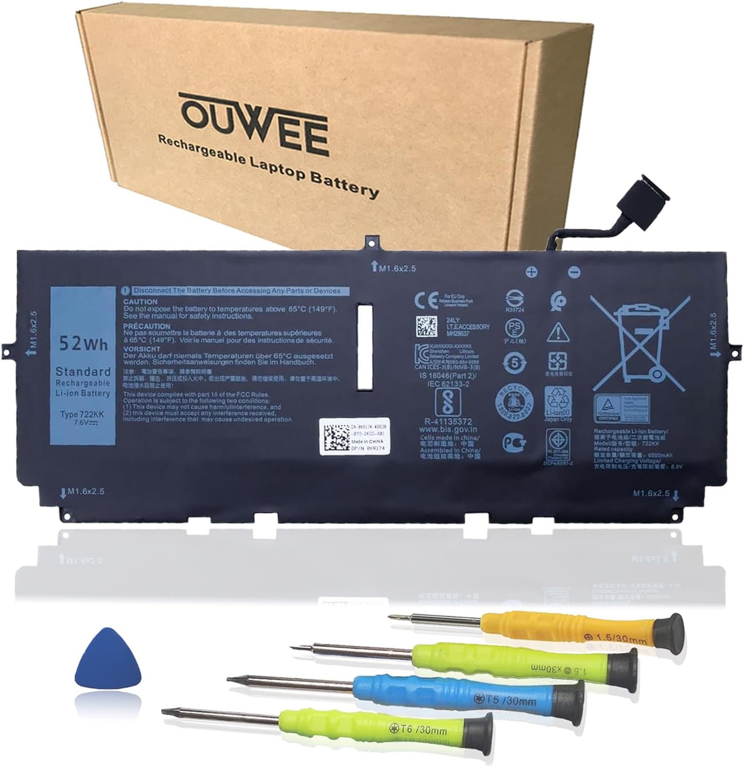 Amazon.com: OUWEE 722KK Laptop Battery Compatible with Dell XPS 13 9300 ...